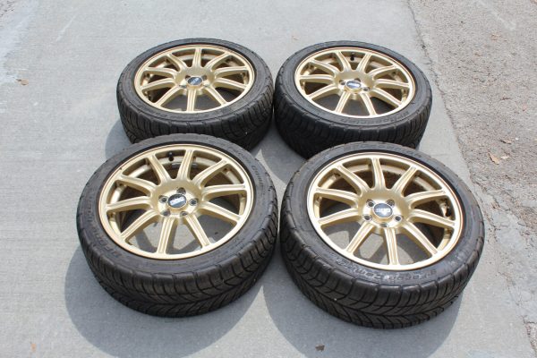 04 2004 SUBARU WRX STI GOLD FORGED BBS RIMS WHEELS & TIRES 5X100 17X7.5 ...