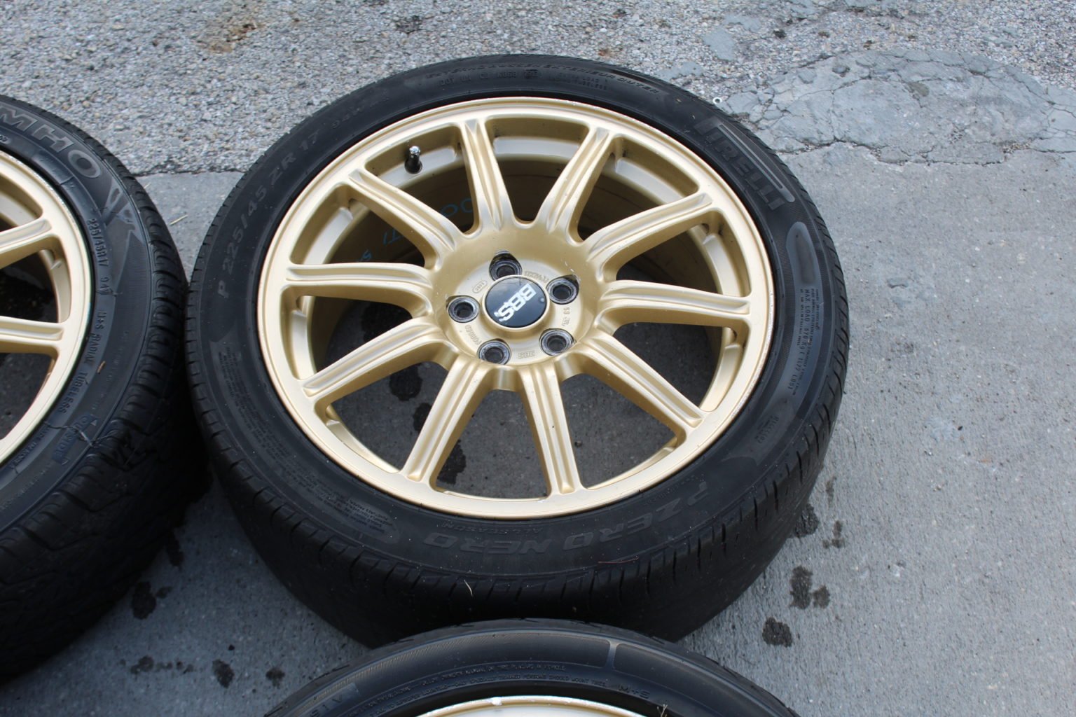 04 2004 SUBARU WRX STI GOLD FORGED BBS RIMS WHEELS & TIRES 5X100 17X7.5 ...
