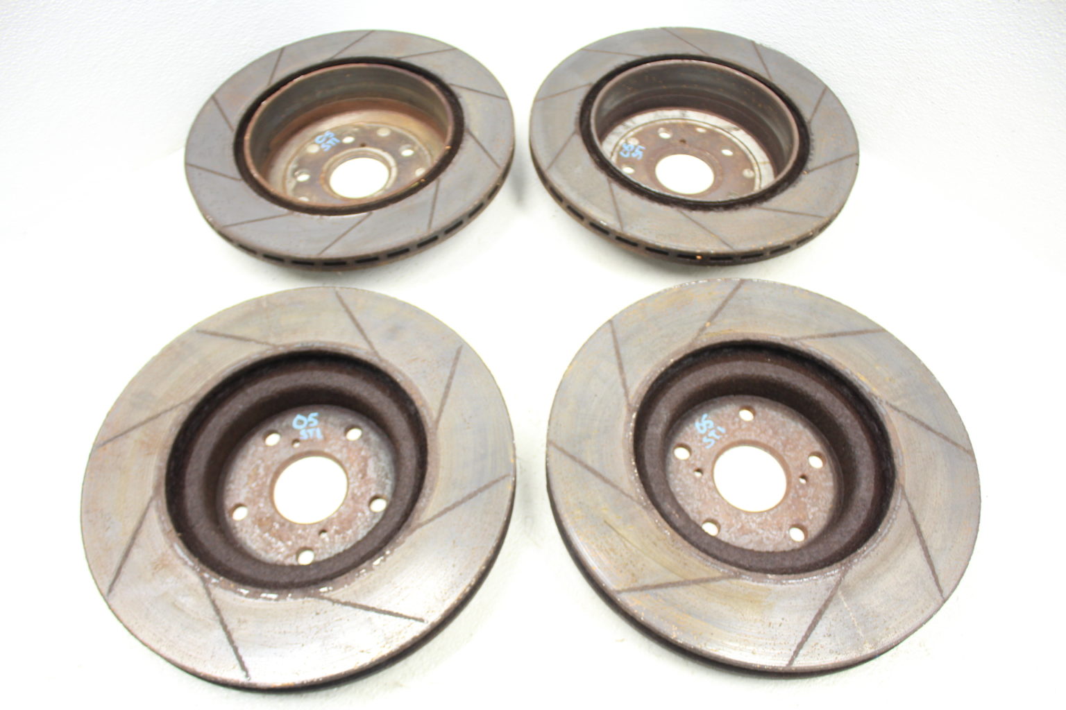 2005-2007 SUBARU IMPREZA WRX STI STOP TECH FRONT & REAR SLOTTED ROTORS ...