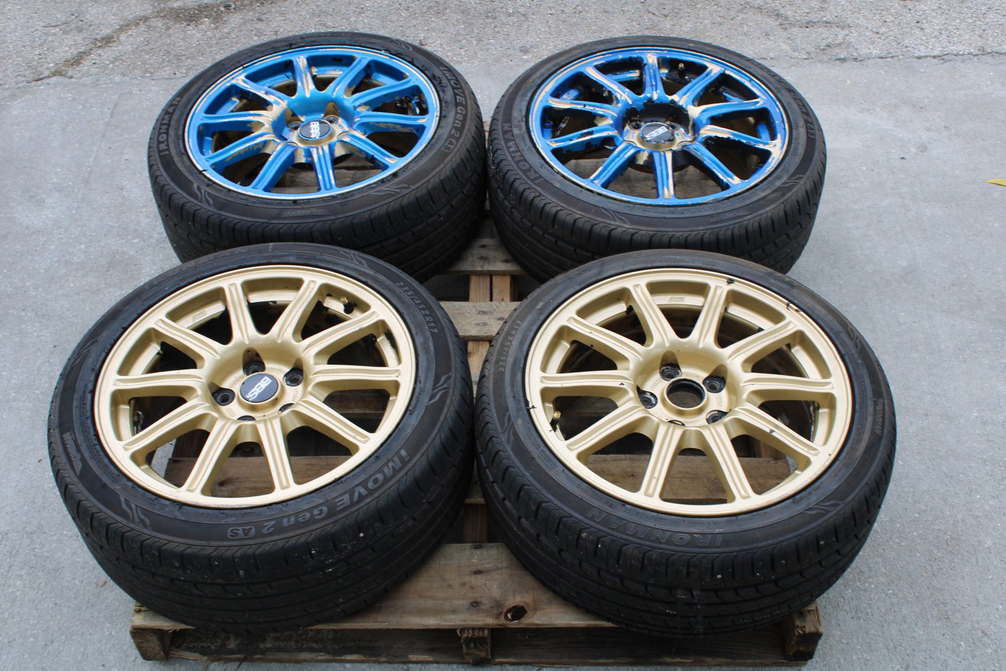 2005-2007 SUBARU WRX STI GOLD BBS FORGED RIMS WHEELS & TIRES 17X8 5X114 ...