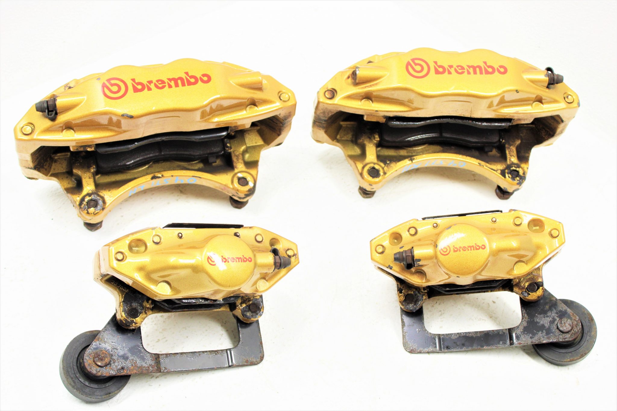 2004-2007 SUBARU WRX STI FRONT AND REAR GOLD BREMBO BRAKE CALIPERS 67K ...