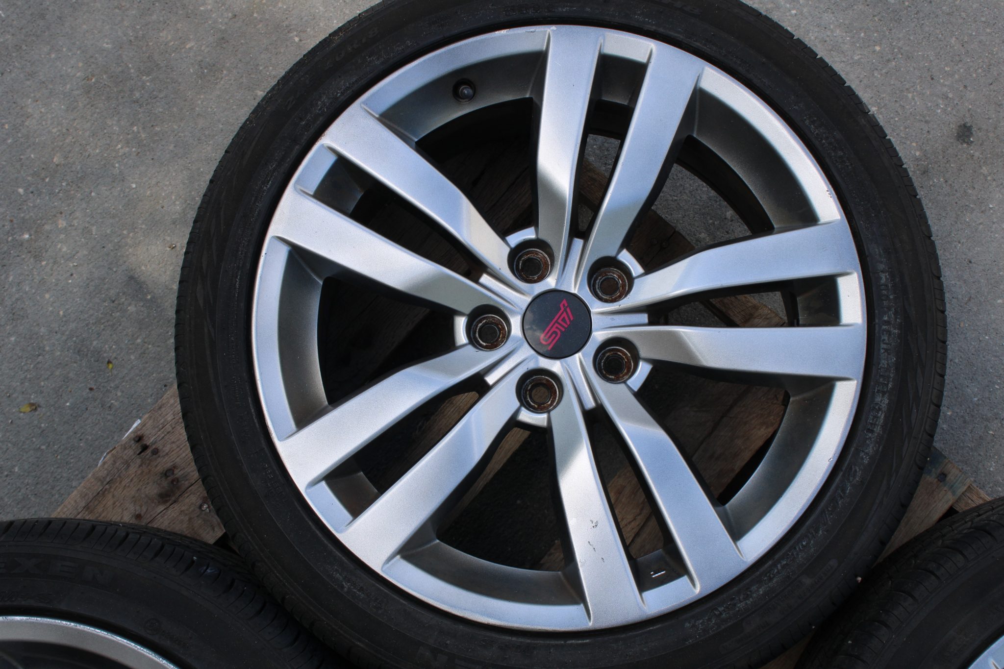 2008-2014 SUBARU WRX STI ENKEI SILVER RIMS WHEELS & TIRES 18X8.5 +55 ...