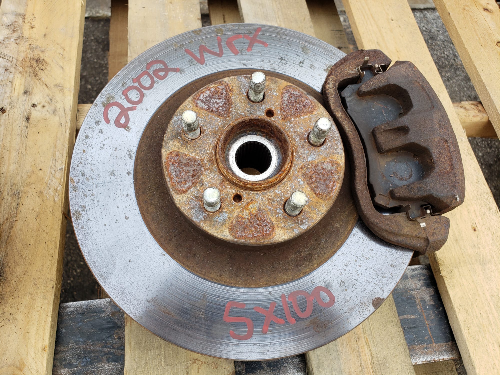 2002-2005 SUBARU WRX FRONT HUBS KNUCKLES SPINDLES ROTORS CALIPERS LH/RH ...