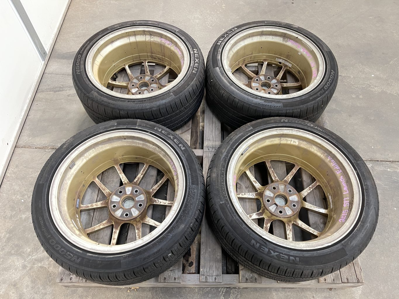 2015 SUBARU WRX STI LAUNCH EDITION FORGED BBS GOLD 18″ WHEELS RIMS ...